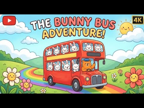 The Wheels on the Bus! ! Red Bus Song with Cute Bunnies | Nursery ...