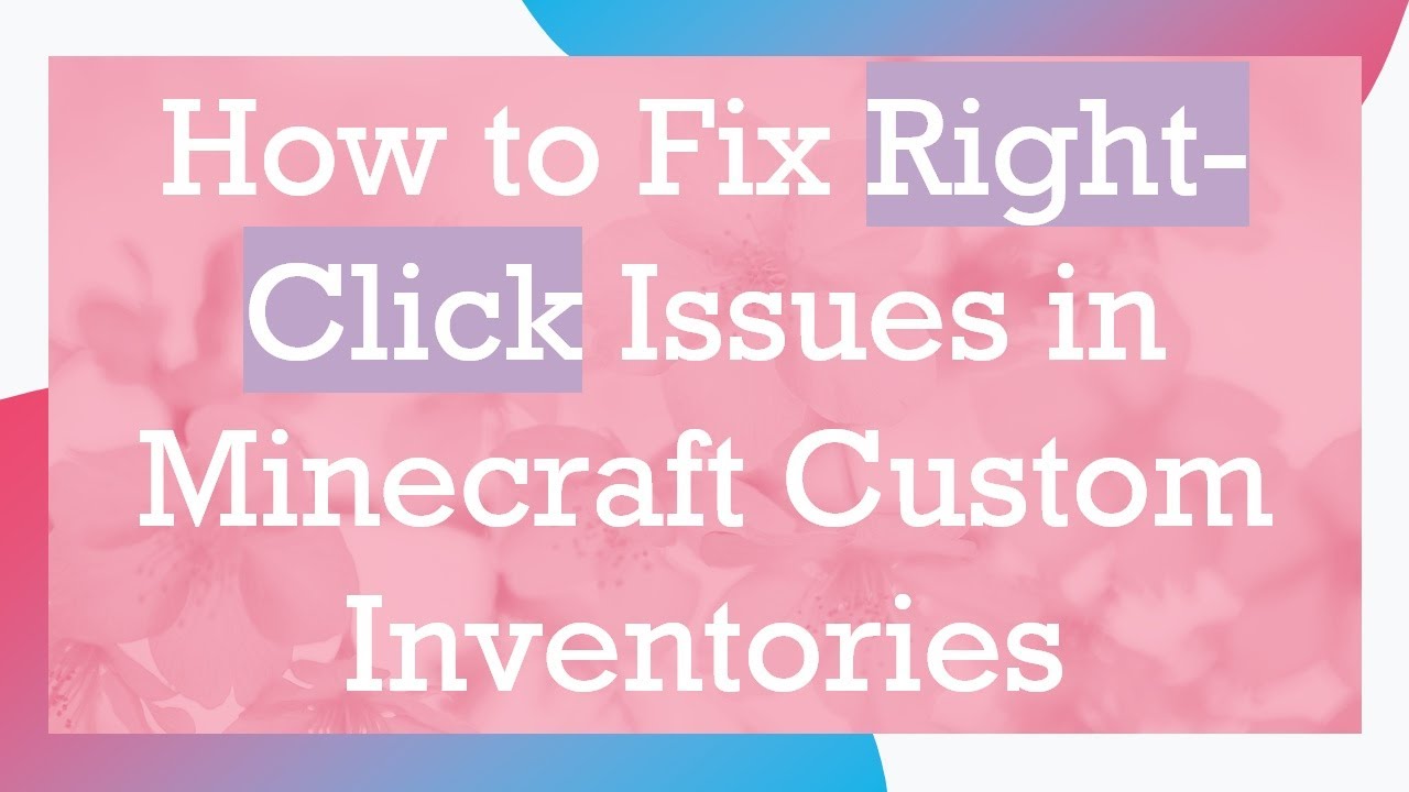 How to Fix Right-Click Issues in Minecraft Custom Inventories - YouTube