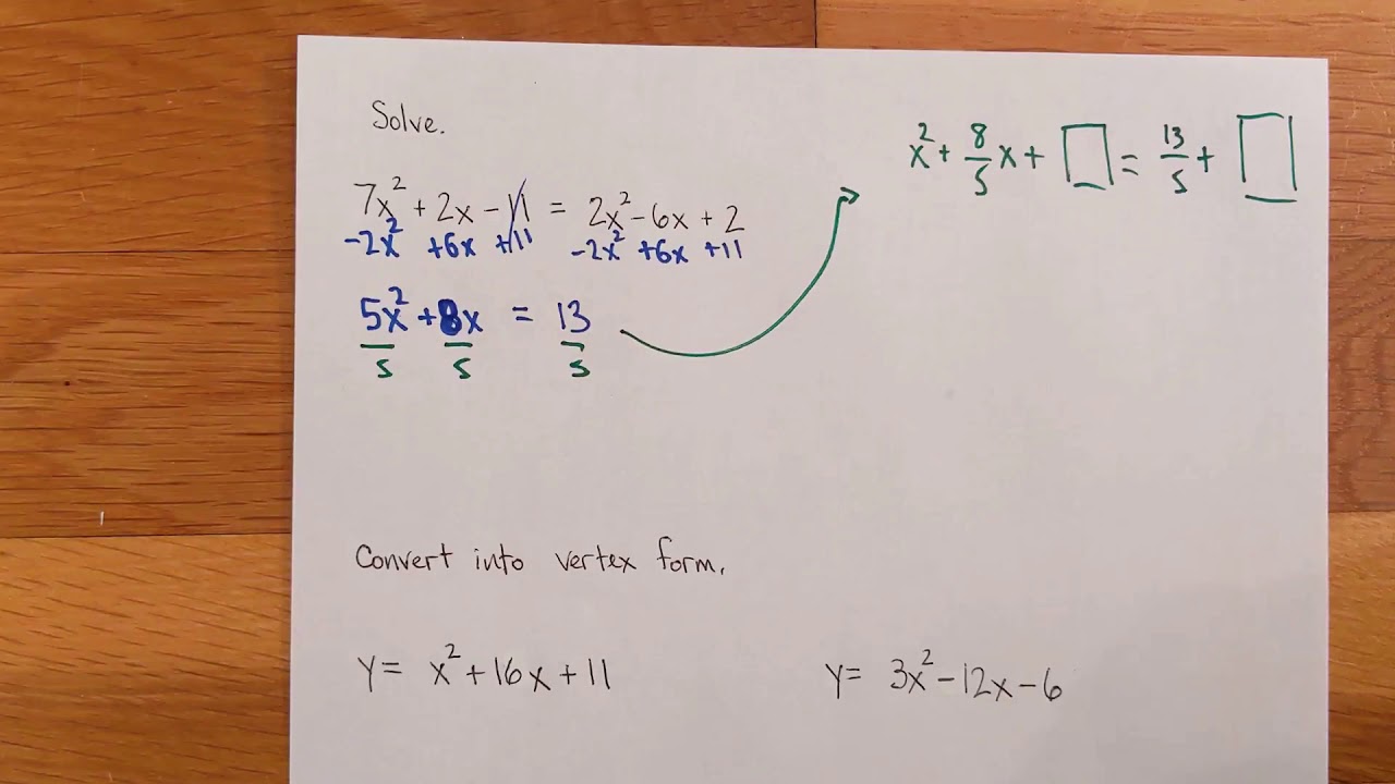 2-10 Completing the Square when "a" Isn't 1 - YouTube