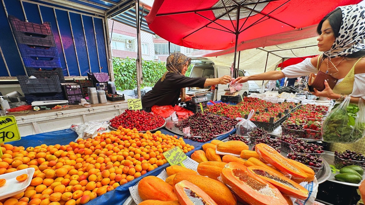 🇹🇷 ️ Fresh & Colorful! Monday at Oba Bazaar | Huge Market with Fruits ...