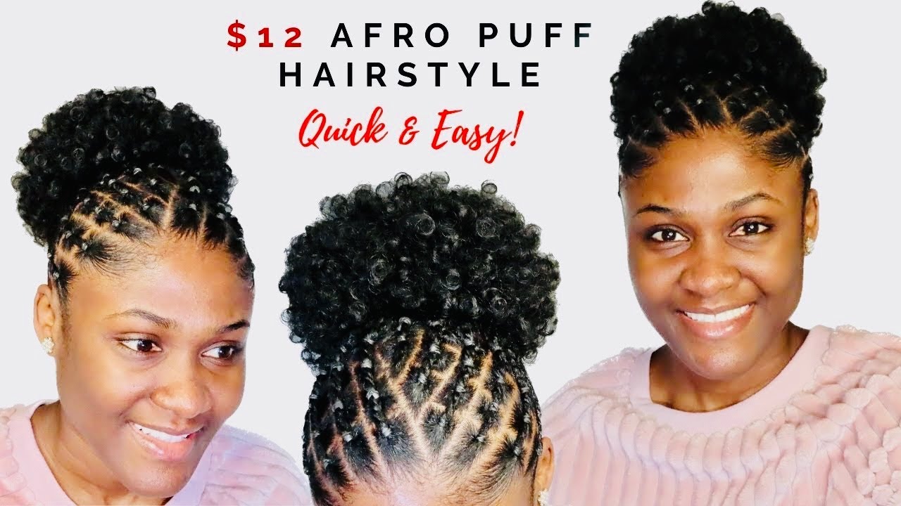 $12 AFRO PUFF FROM AMAZON | NO CORNROWS | RUBBER BAND HAIRSTYLE | 4C ...