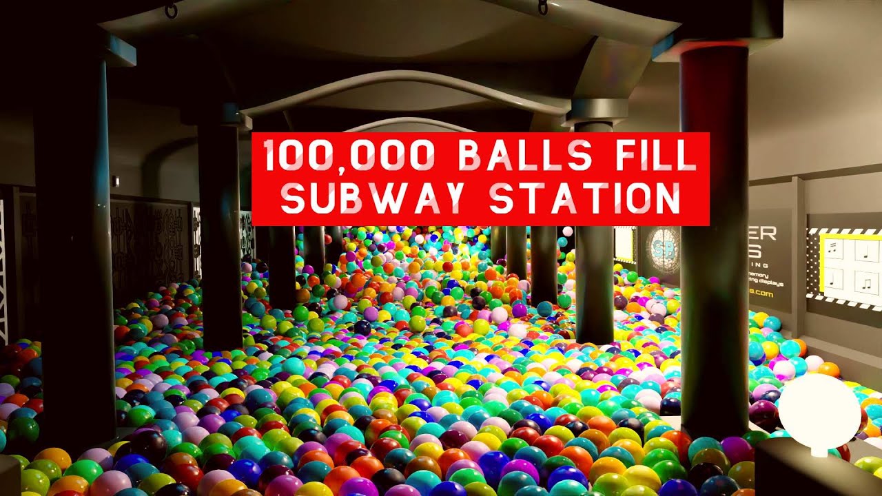 Colored balls fill Subway station | Short Film | Blender - YouTube