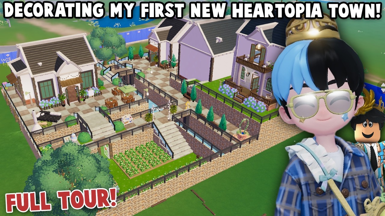 DECORATING my FIRST NEW HEARTOPIA TOWN BUILD.. and FULL TOUR! - YouTube