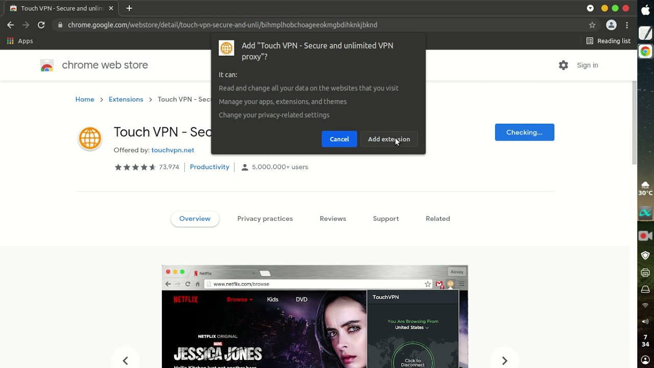 Touch VPN extension: google chrome:linux mint - YouTube