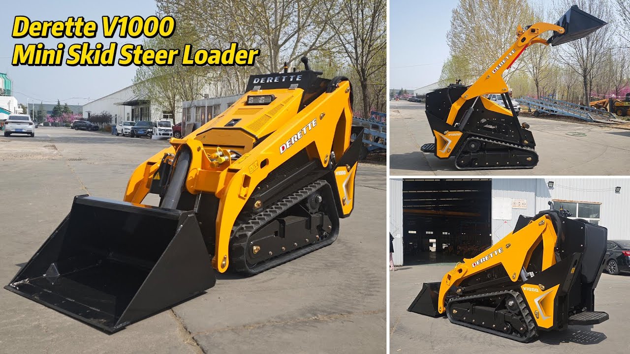 Derette V1000 Mini Skid Steer Loader - YouTube