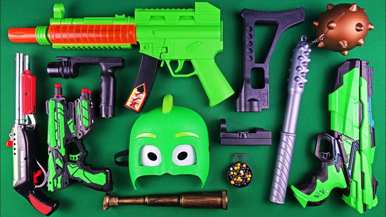 PJ Masks Lizard Toy Guns and Weapons !! Colorful Funny Nerf Guns and ...