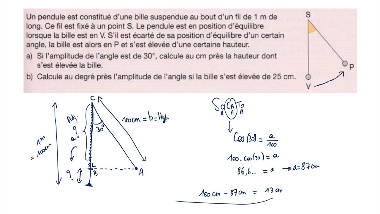 SohCahToa: pendule (Ex7)et hauteur tour (Ex8) - YouTube