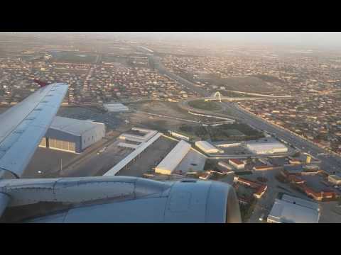 Take off Qatar Airways Baku Azerbaijan A320 NEW Business Class