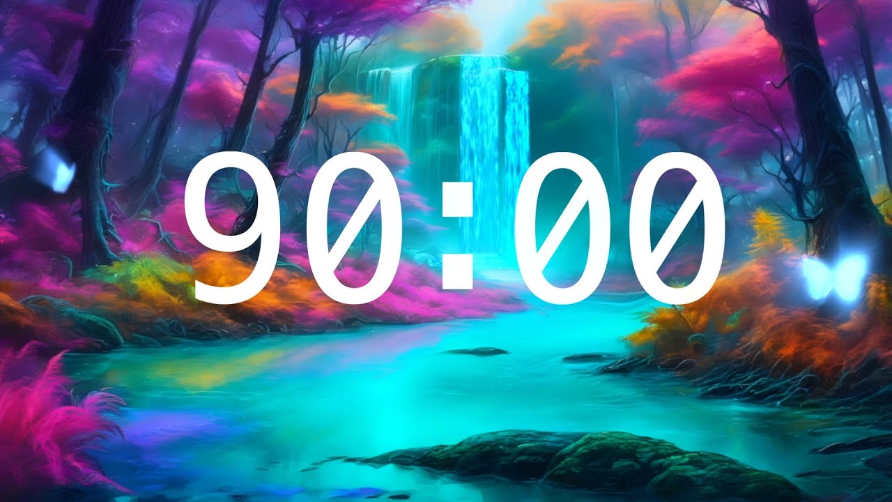 90 Minute Countdown Timer with Alarm | Fantasy Worlds| Calming Music ...