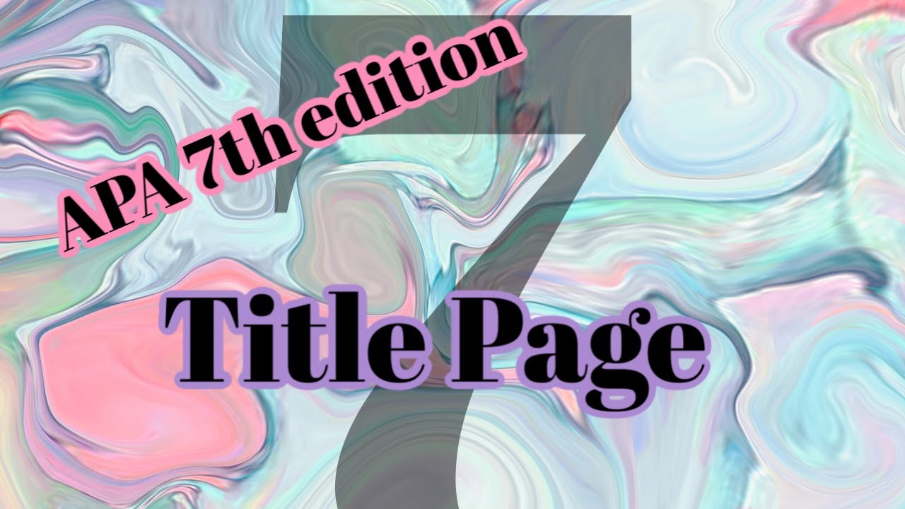 APA (7th) Title Page - YouTube