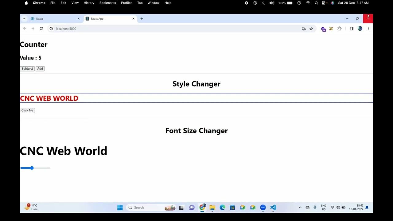 Day17 12th Jan 2024 ReactJS 6thapp reacthook useState Day2 - YouTube