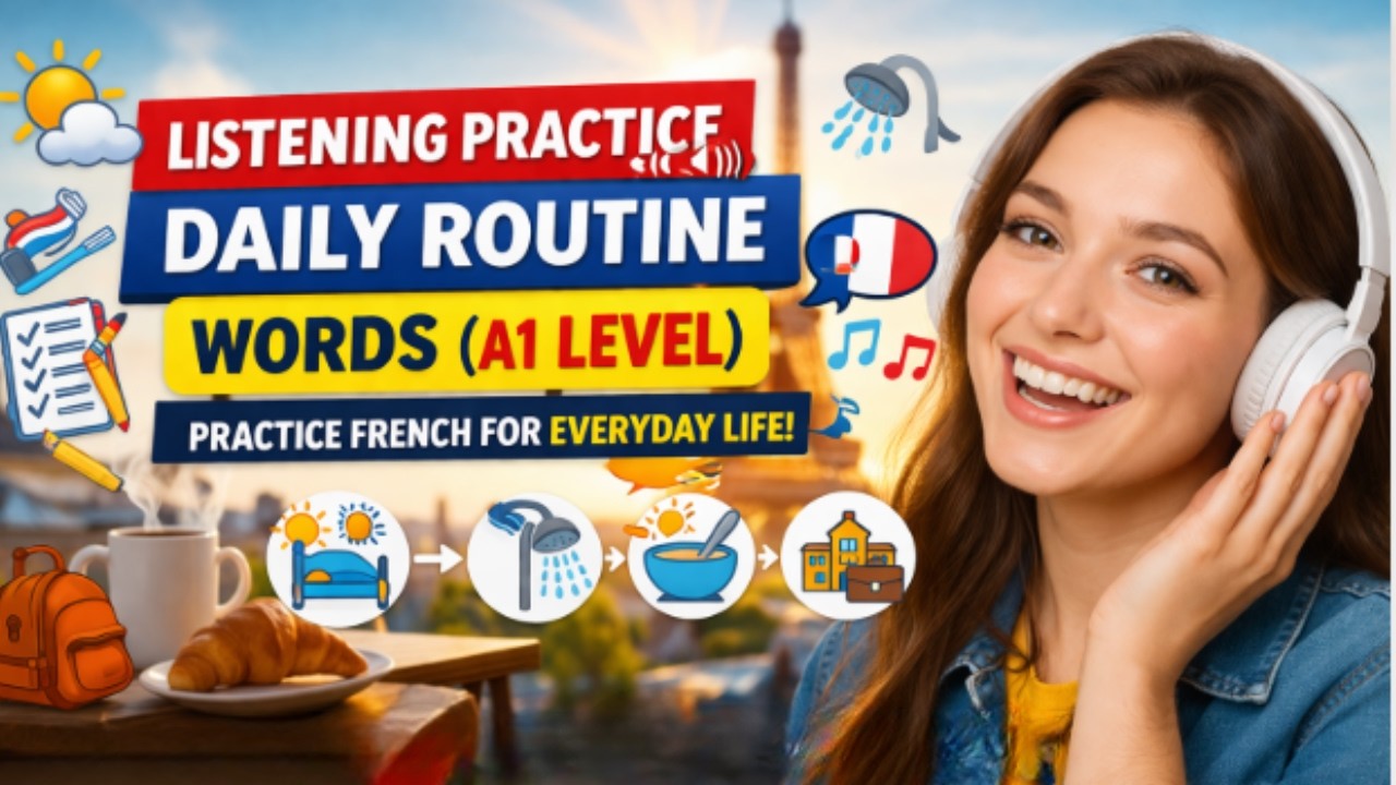 French Listening Practice 🇫🇷 | Daily Routine Words (A1 Level) | Learn ...