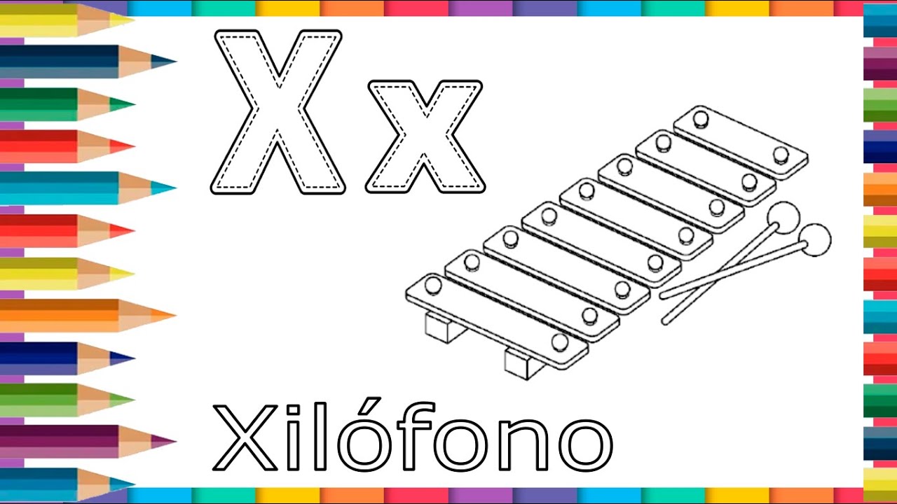Cómo dibujar la LETRA X 🎼 XILOFÓNO - El abecedario para niños - YouTube