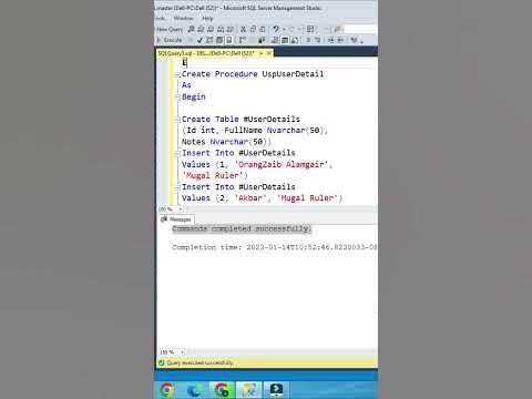 SQL Temporary Table Inside The Stored Procedure | Lear SQL | @DataScience2023 - YouTube