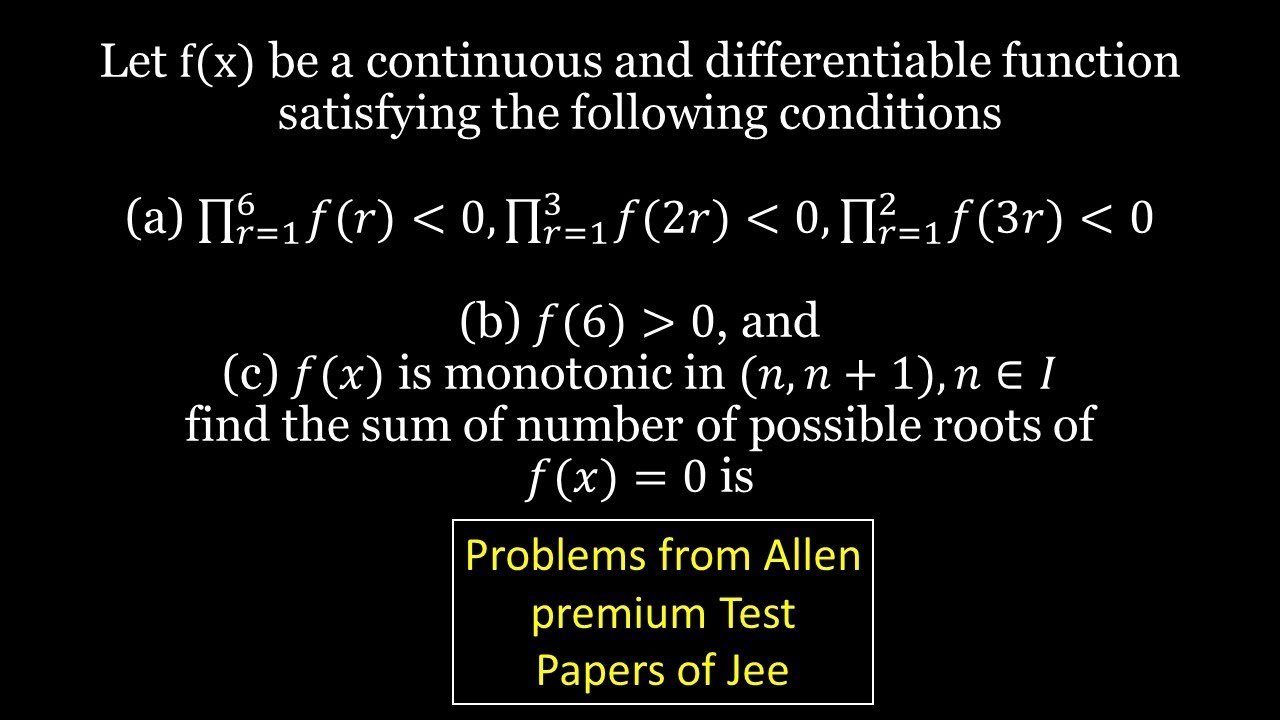 Problem 3 from Allen Test Papers for Jee Math - YouTube
