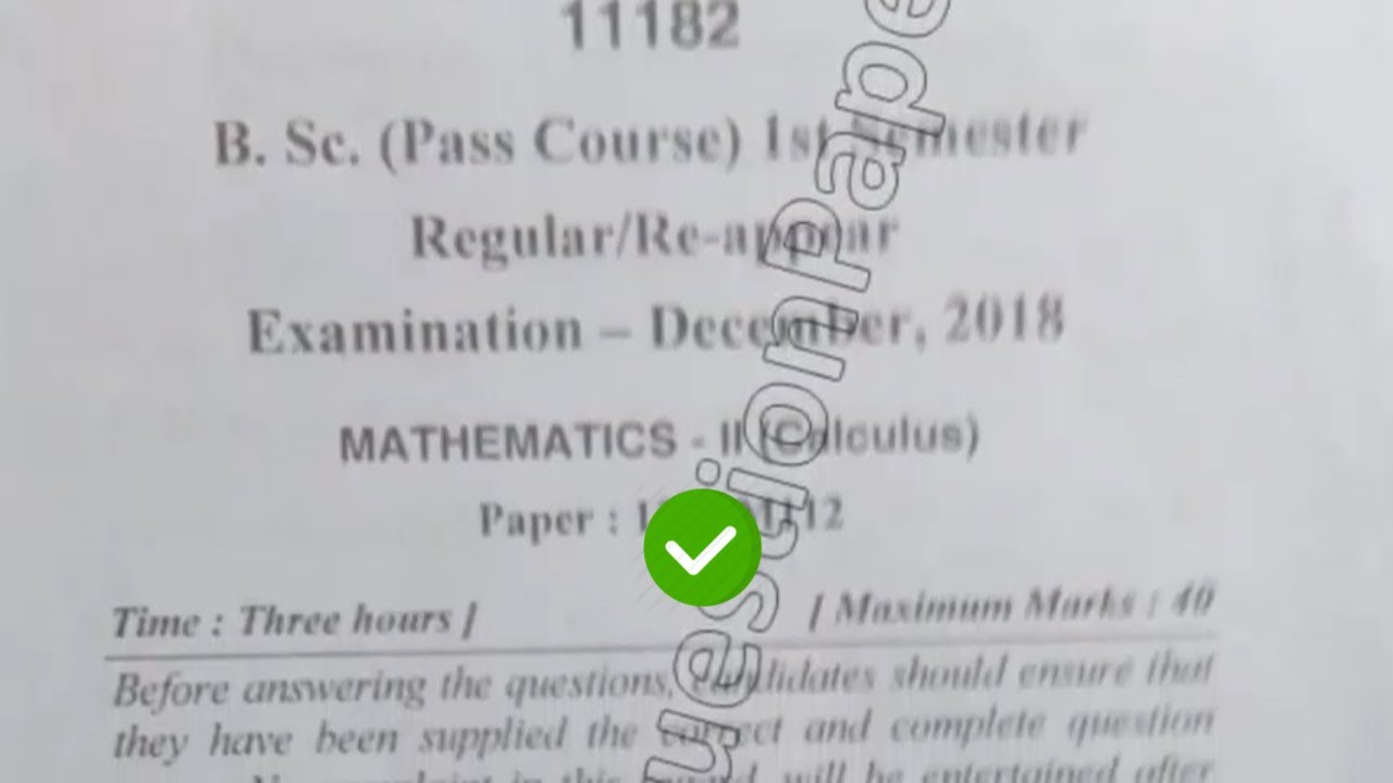 2018 IGU BSc 1st Sem Maths Calculus Question Paper - YouTube