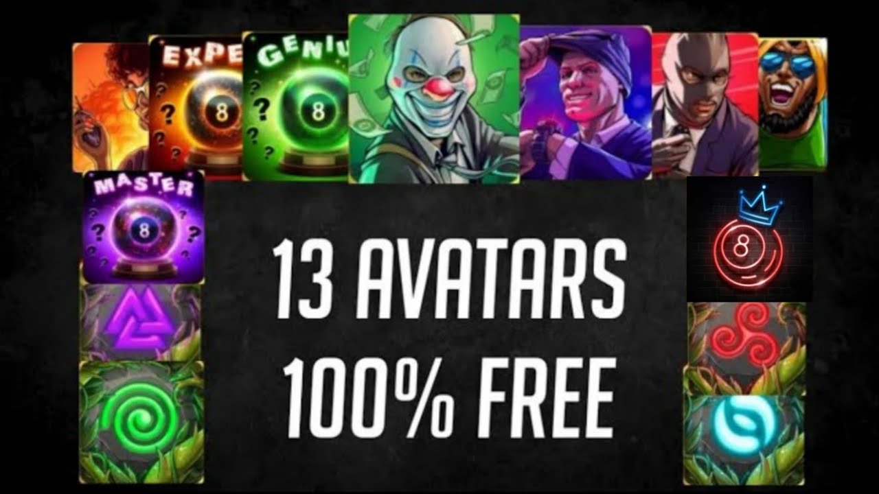 13 Free 8 Ball Pool Avatars Backup By GAMING WITH MALIK - YouTube