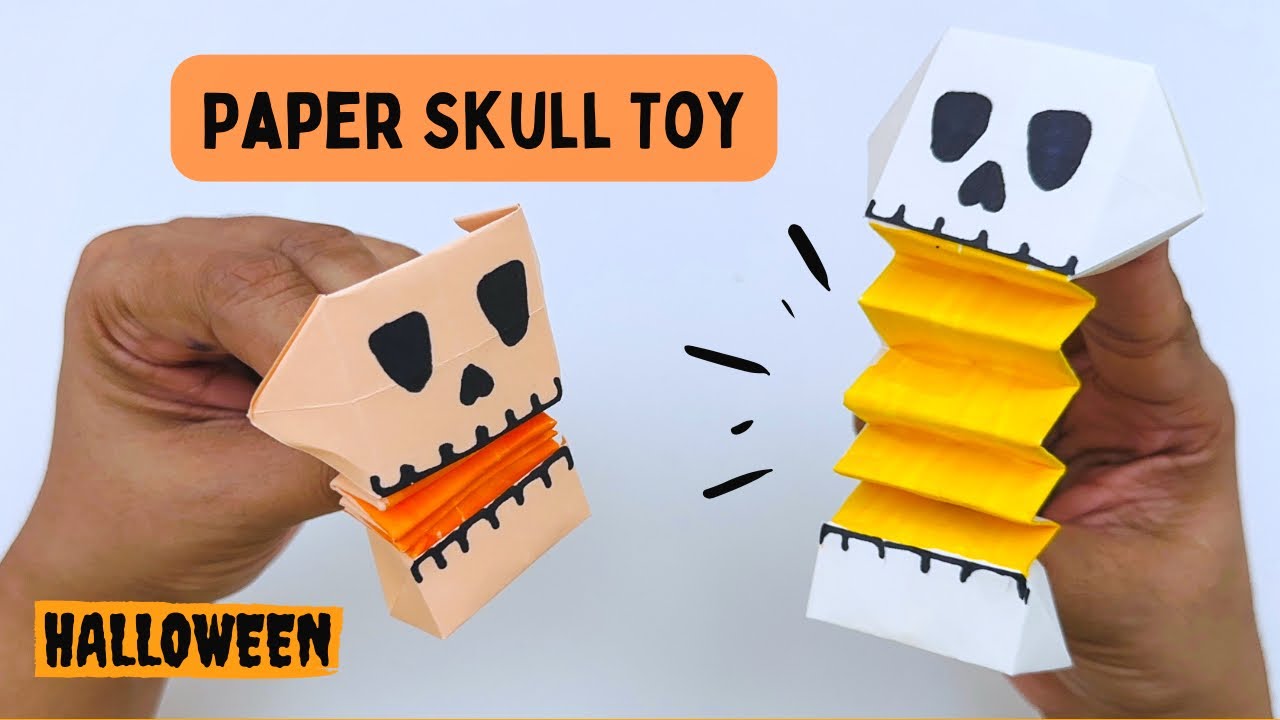 DIY Moving PAPER SKULL TOY/ Paper Craft / Easy Origami Skull DIY ...