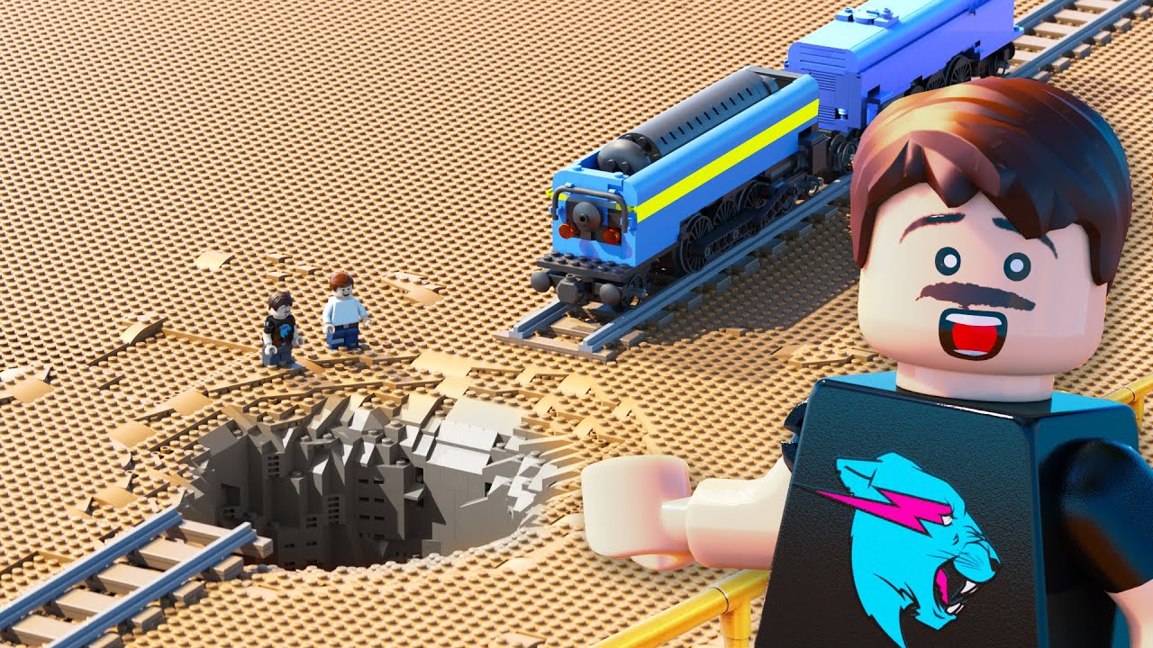 MrBeast Train Vs Giant Pit in Lego - YouTube