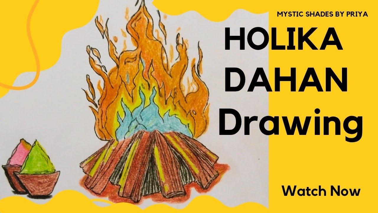 Holika Dahan Special Drawing | Holika Dahan ki drawing | Holika Dahan ...