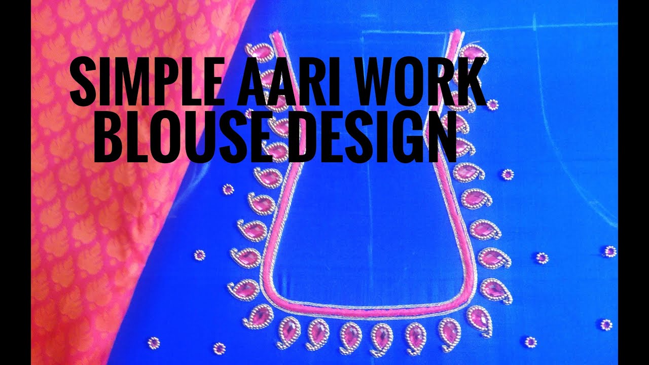 Simple Mango Design using beads and stones | Simple Aari Design ...