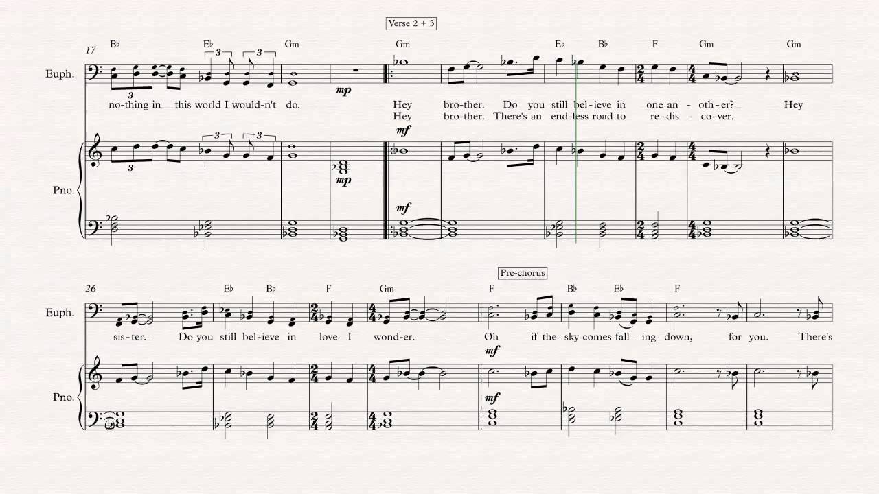 Euphonium - Hey Brother - Avicii - Sheet Music, Chords, & Vocals - YouTube