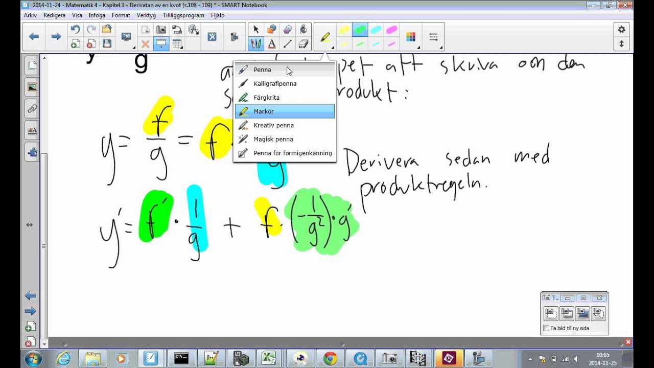 24 - Matematik 4 - Kapitel 3 - Derivatan av en kvot (s 108-109) - YouTube