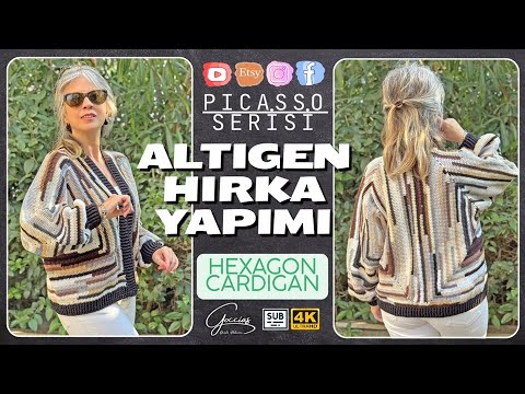 ALTIGEN HIRKA YAPIMI - HEXAGON CARDIGAN - PICASSO SERİSİ - DIY - SUB