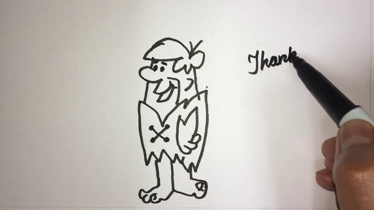 How to draw Barney Rubble | Flintstone | line art - YouTube