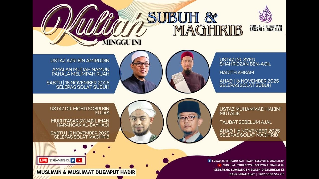 LiVe @alittihadiyyah KULIAH MAGHRIB | 15 NOVEMBER 2025 / 25 JAMADIL ...