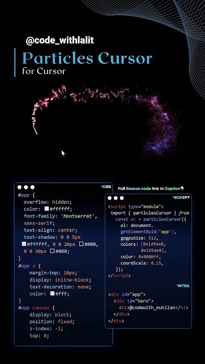 Particles Cursor For Cursor Using Js Css Html 🧑‍💻 Coding