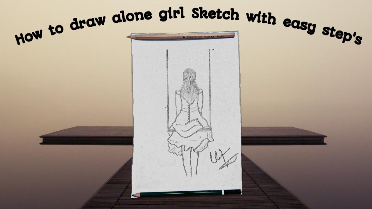 How to draw alone girl Sketch with easy step's || Beautiful Sketch ...