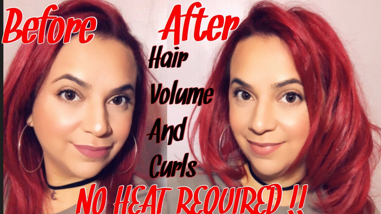 How To Get Hair Volume/ Curls With NO HEAT - YouTube
