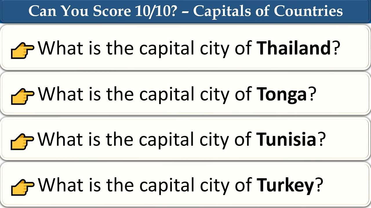 Speed Study: 10 Countries and Their Capitals – Quick Geography Lesson ...