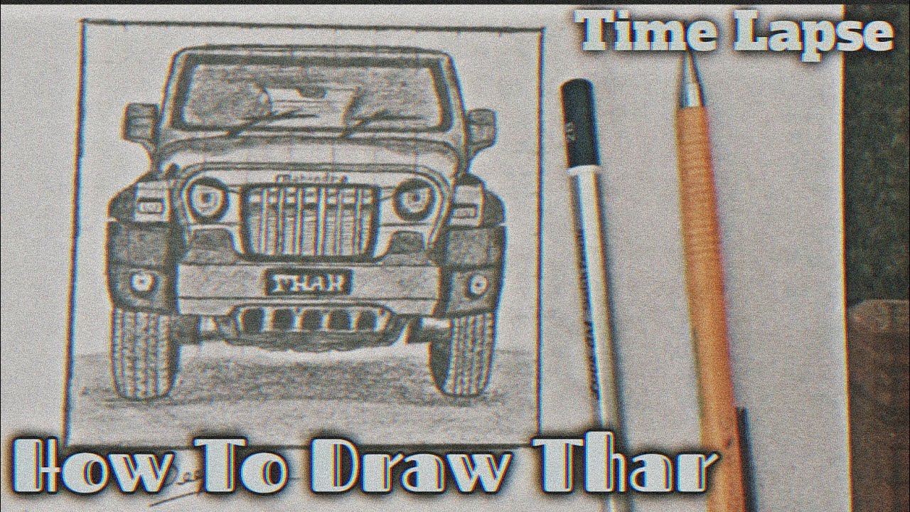 How To Draw Mahindra Thar Easily🔥😉(Time Lapse) - YouTube