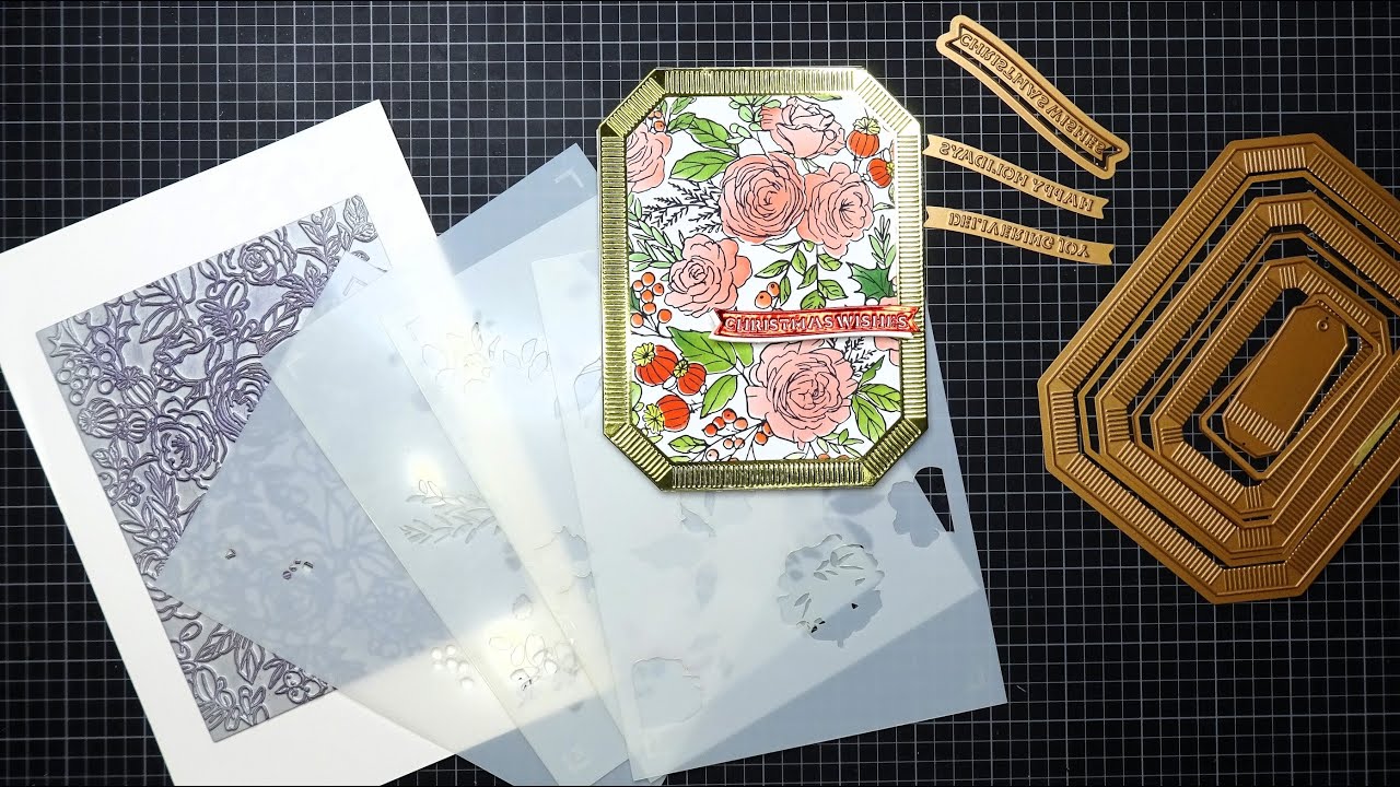 Spellbinders Handmade Holidays "Winter Roses" Press Plate & Stencils ...