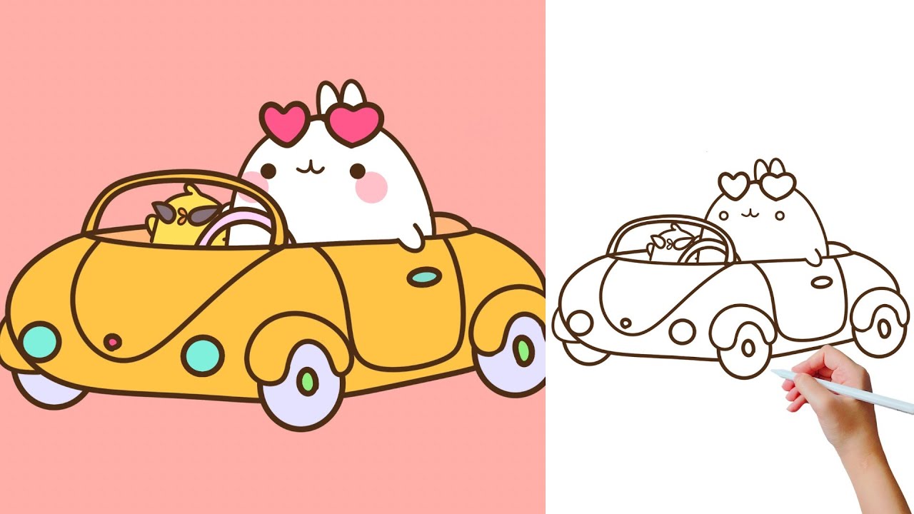 DRAW MOLANG and PIU PIU in a car, in 5 Minutes! - YouTube