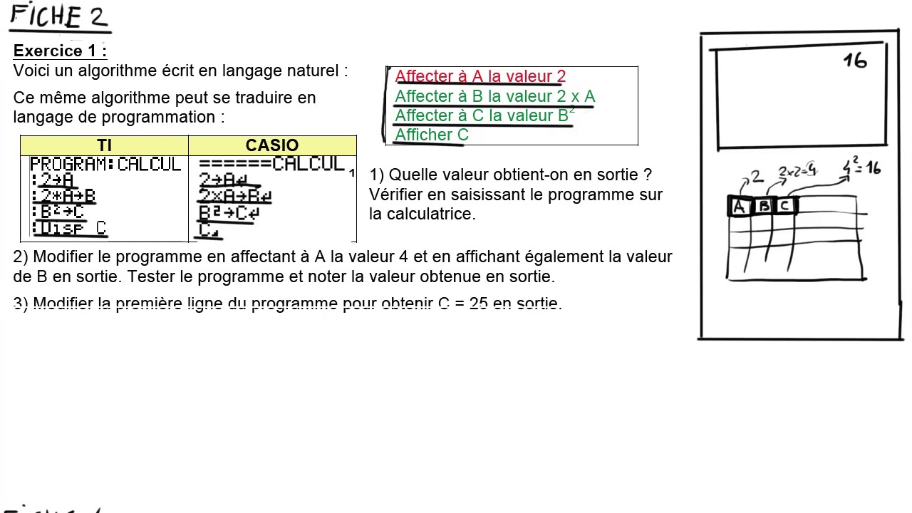 Algorithmique - Fiche 2 - Exercice 1 - YouTube