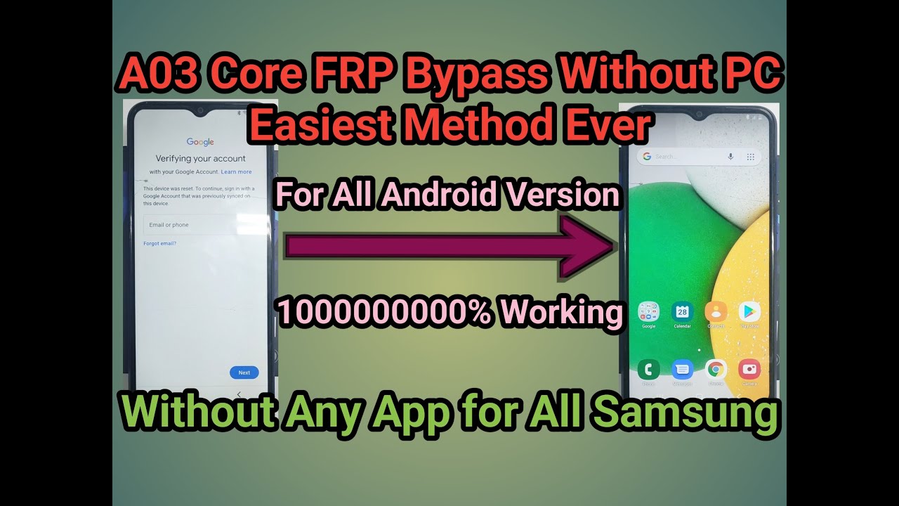 A03 core (A032F) FRP Bypass Without PC Easiest Method 100% Working ...