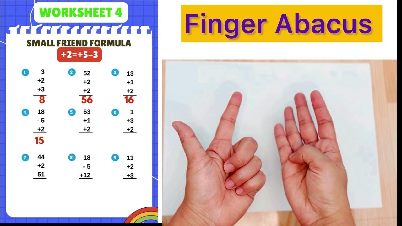 Abacus Level 1|Finger Abacus Level 1 Worksheet 4 Small Friend Formula ...