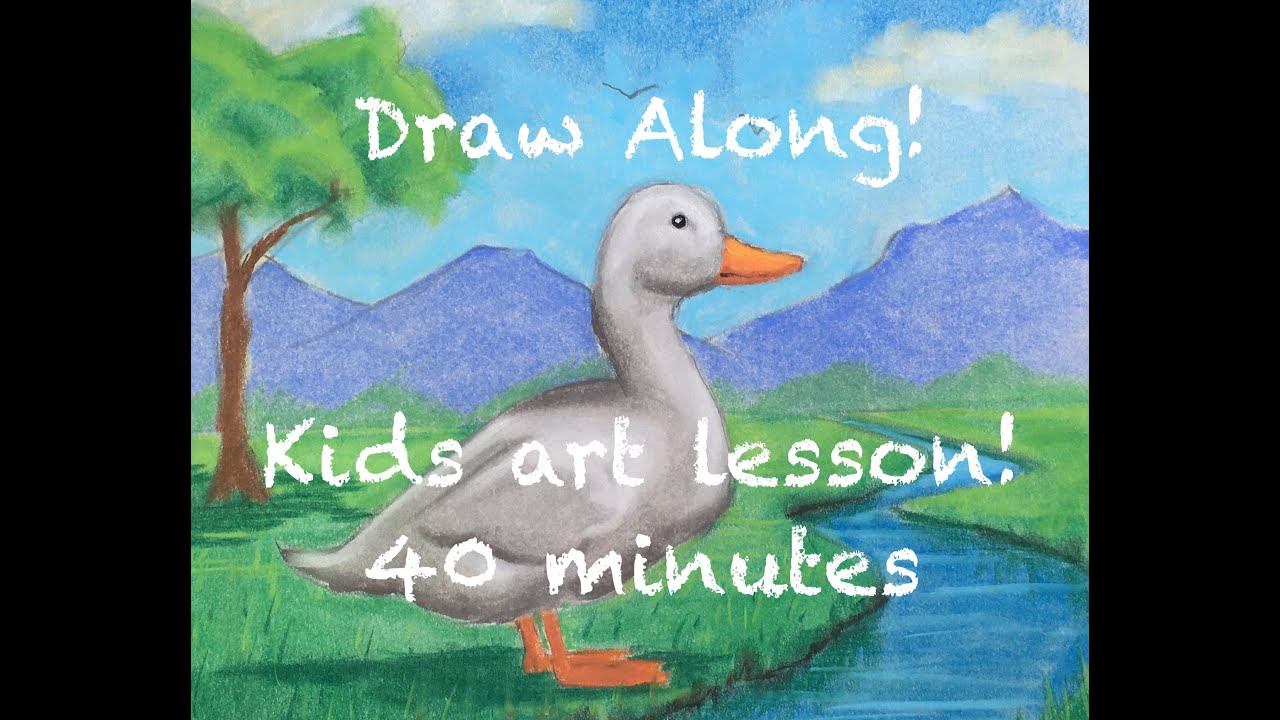 Draw Along! Quack! Quack! 40 minute art lesson for kids - YouTube