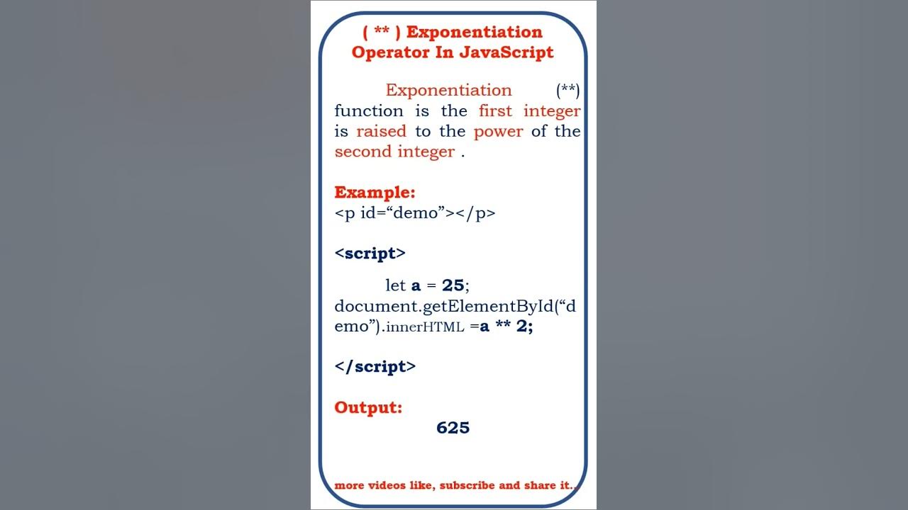 What Is Exponentiation Operator In Javascript Coding Aspnet Class Mvc Currentaffair