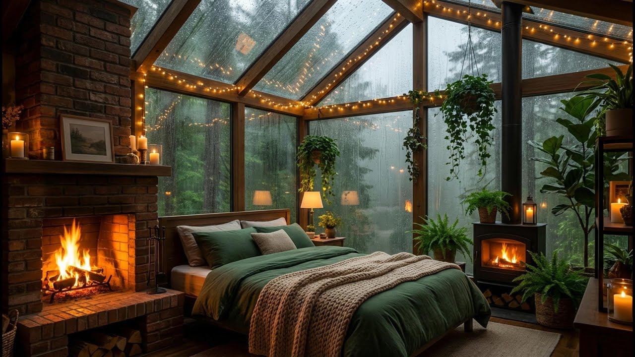 Indoor rainy-day bedroom：the sound of rain to sleep - YouTube