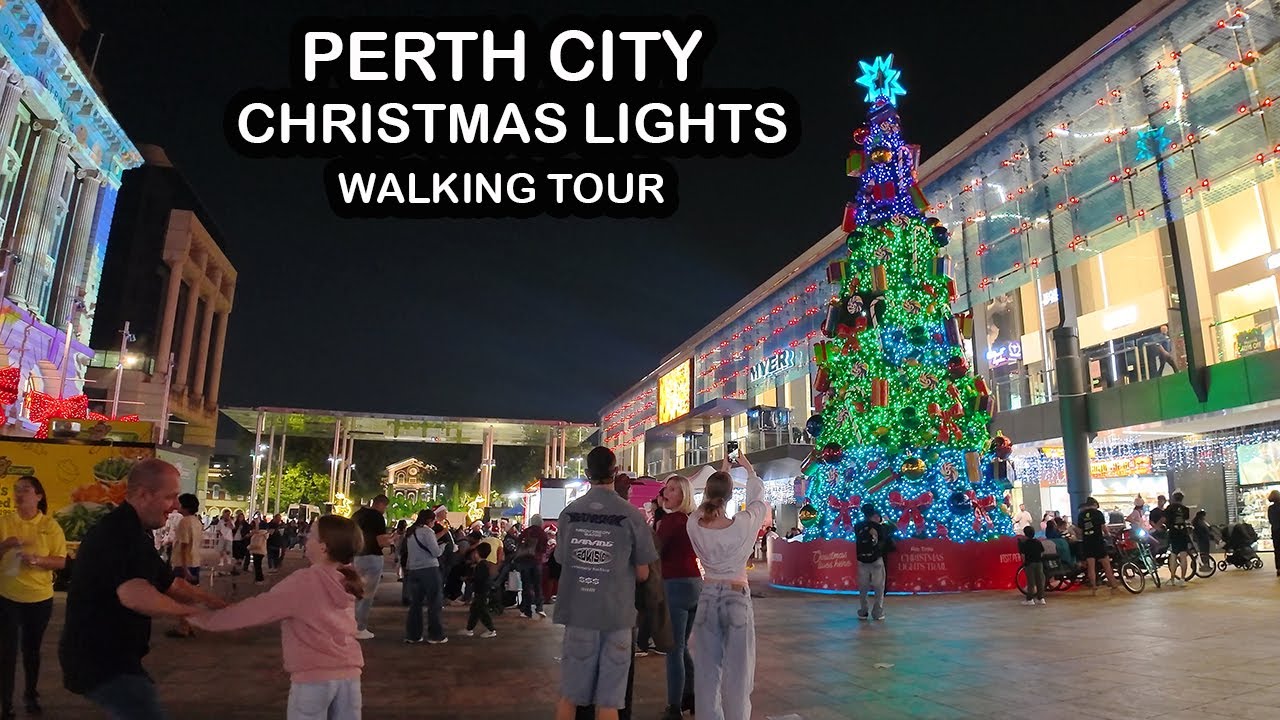Perth City Christmas Lights - Walking Tour 4K, Australia - YouTube