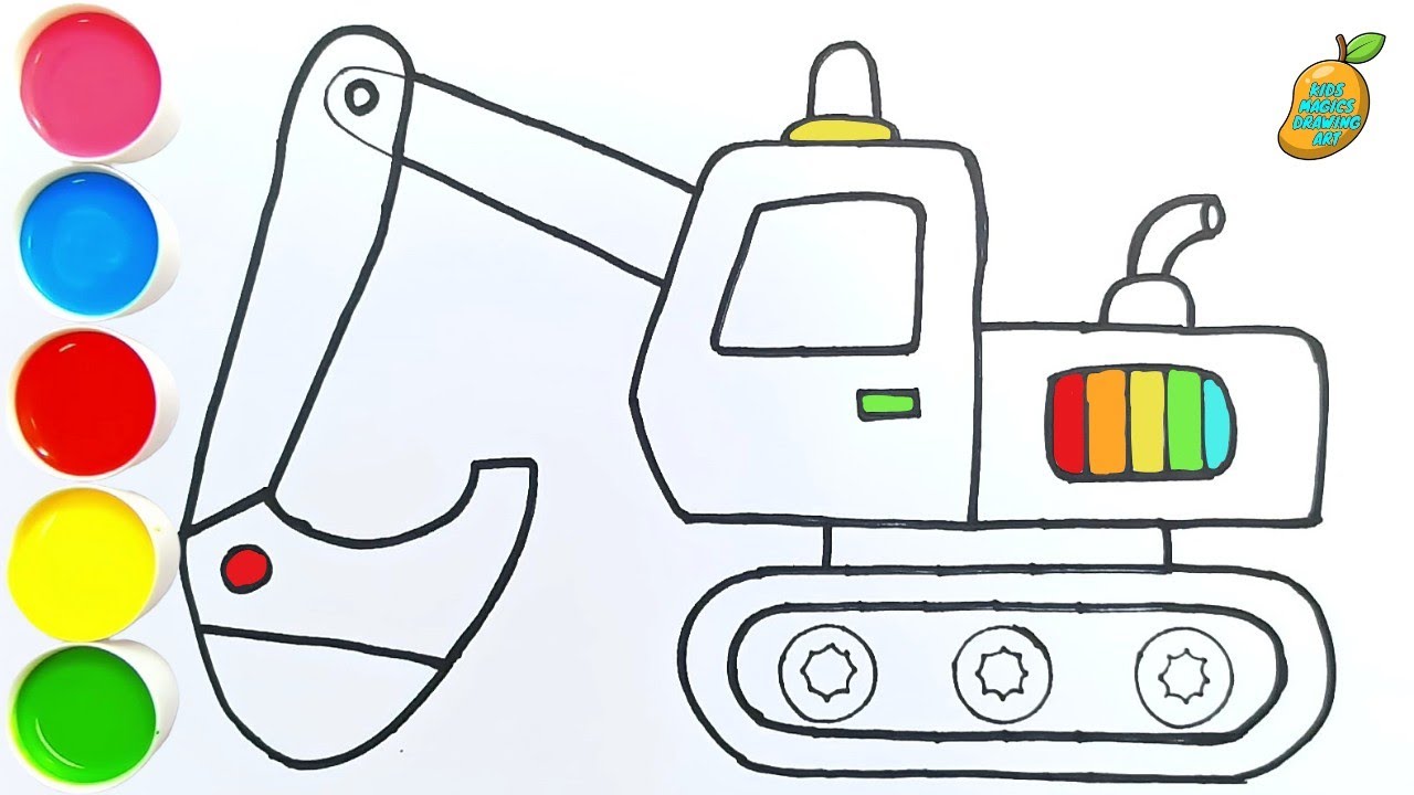 Excavator Drawing Magic || How To Draw JCB Step By Step || Easy ...