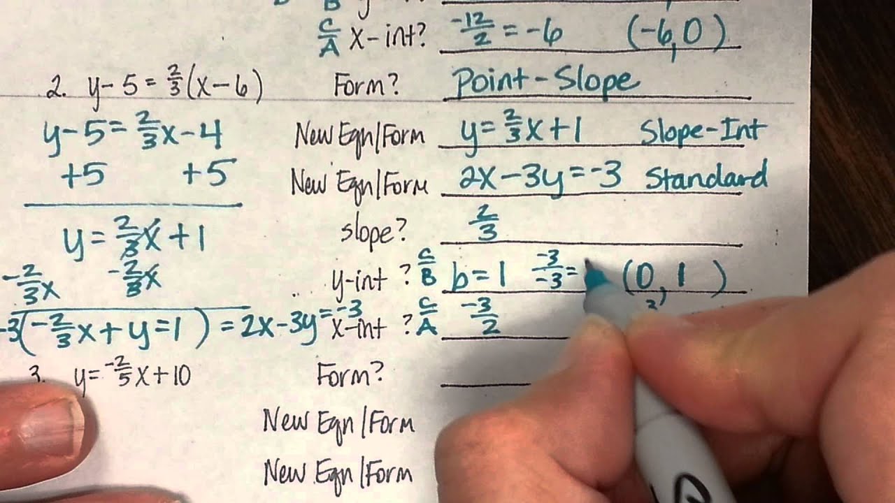 Changing Forms of Linear Equations Quiz - YouTube