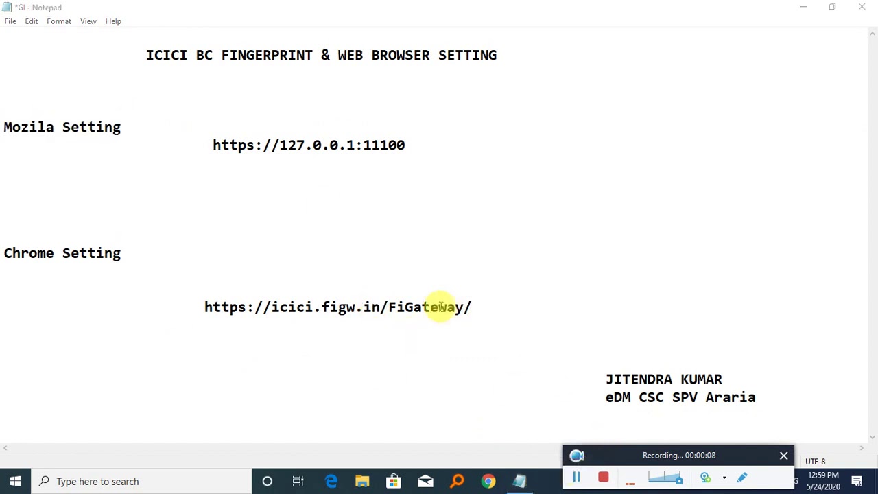ICICI BC finger setting for mozila firefox - YouTube