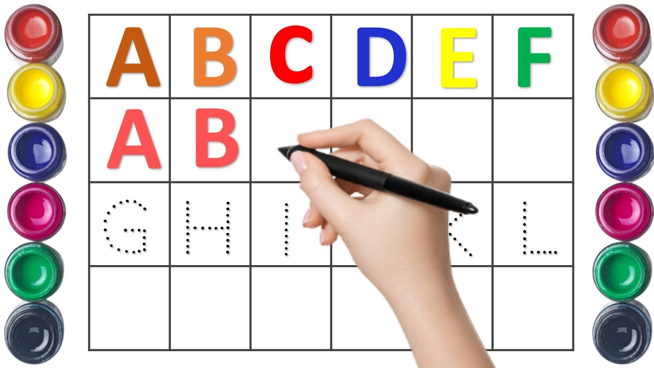 A to Z alphabet, kids rhymes, collection for writing along dotted lines ...