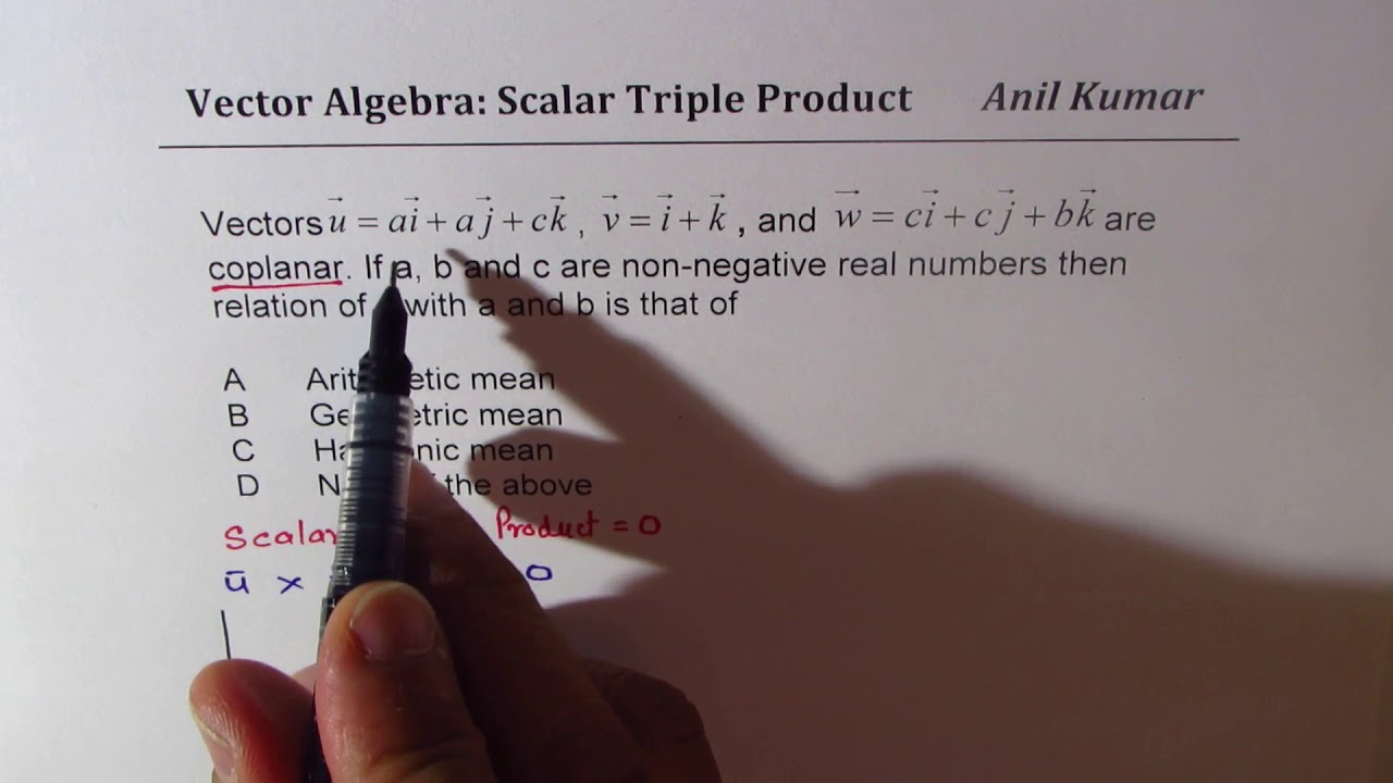 Given three Coplanar Vectors Find if they are in Geometric or Harminic ...