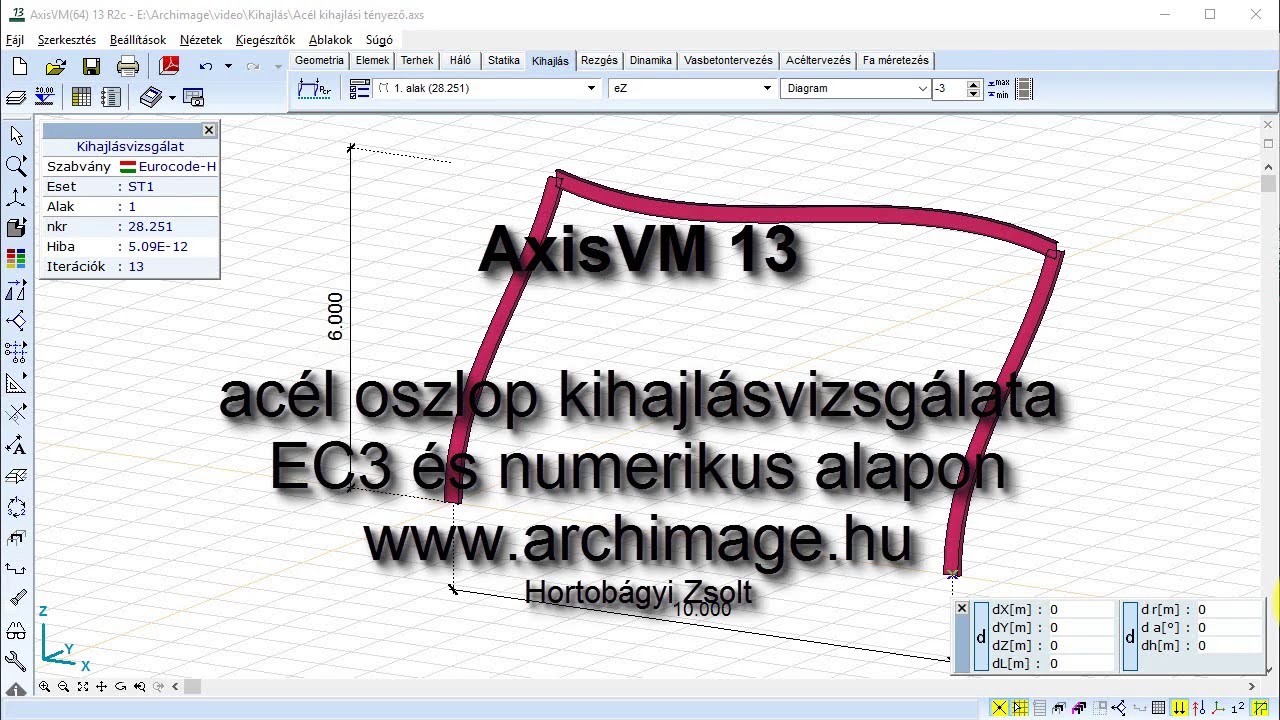 AxisVM - Kihajlás 1 - YouTube